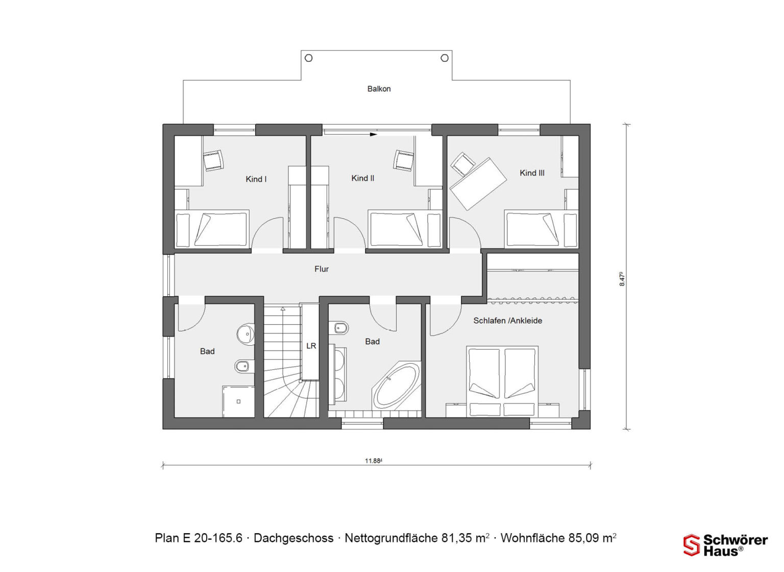 Haus Grundriss 3 Kinderzimmer
